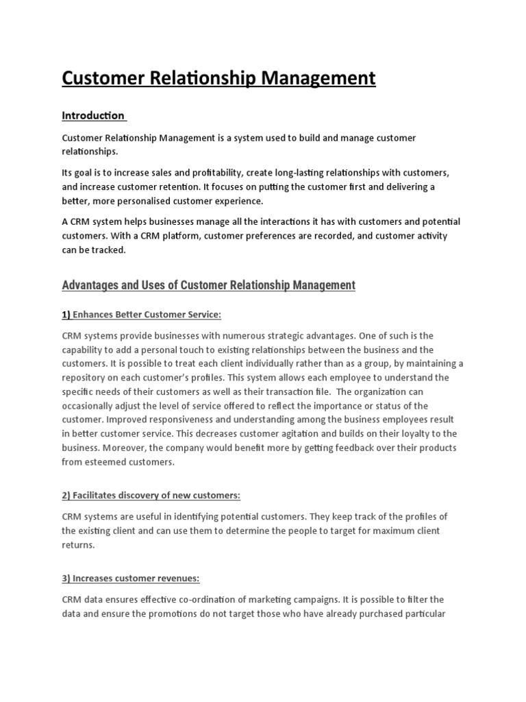 Understanding Customer Relationship Management | PDF | Customer ...