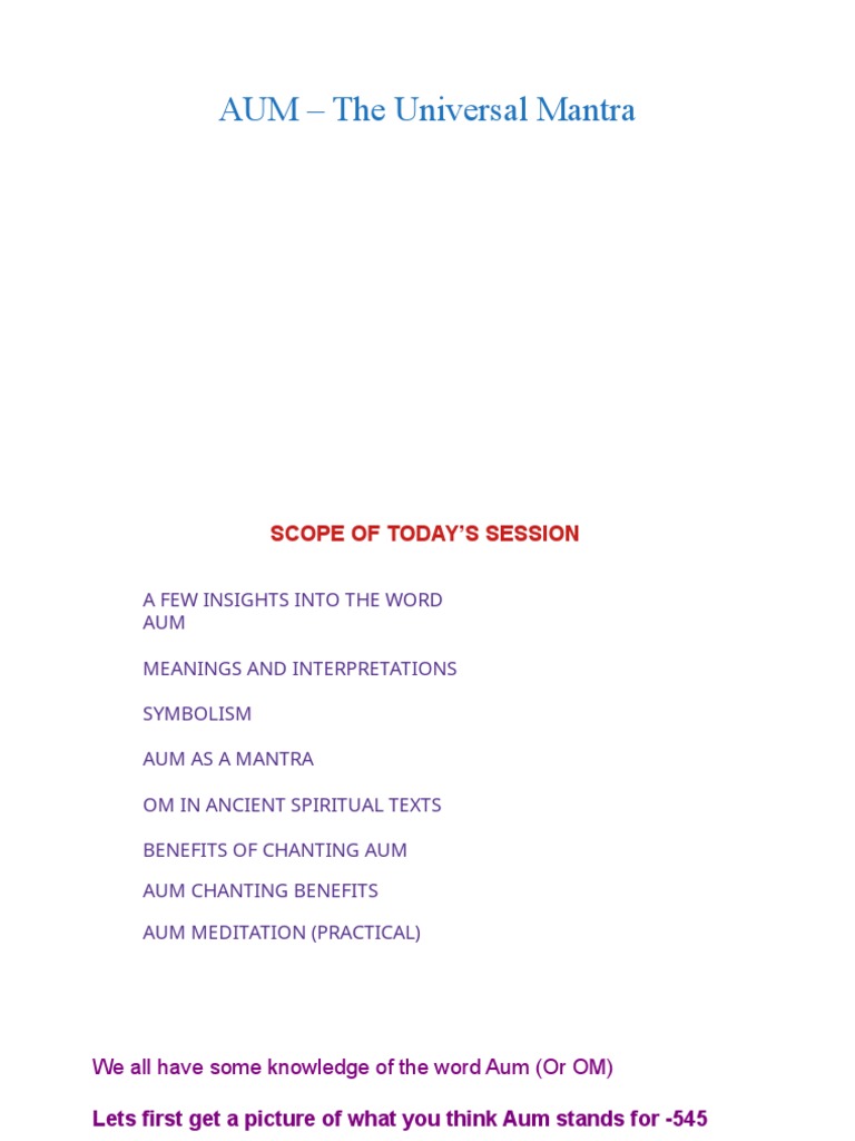 Understanding AUM: The Universal Mantra | PDF | Brahman | Mantra