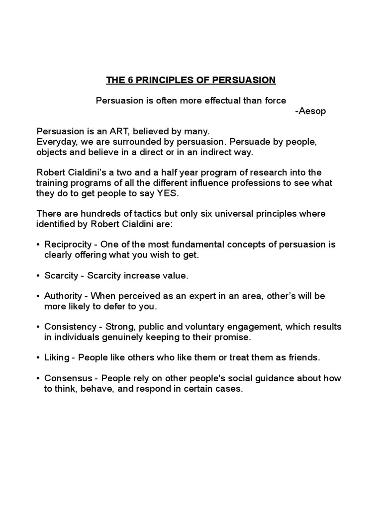 6 Principles of Pursuassion | PDF | Persuasion | Social Psychology