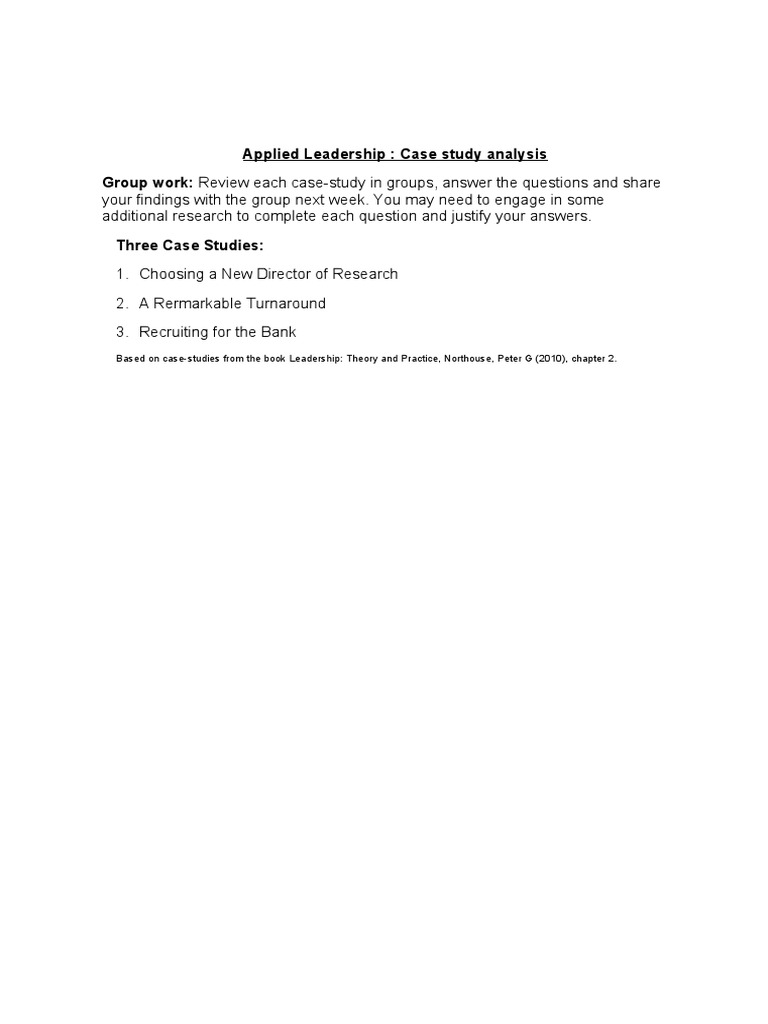 Applied Leadership Case Study Analysis | PDF | Recruitment | Leadership