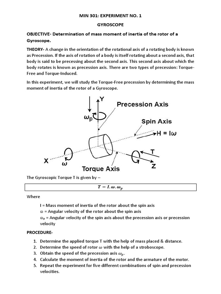 MIN 301 Dynamics of Machines Experiments | PDF | Rotation Around A Fixed Axis | Gyroscope