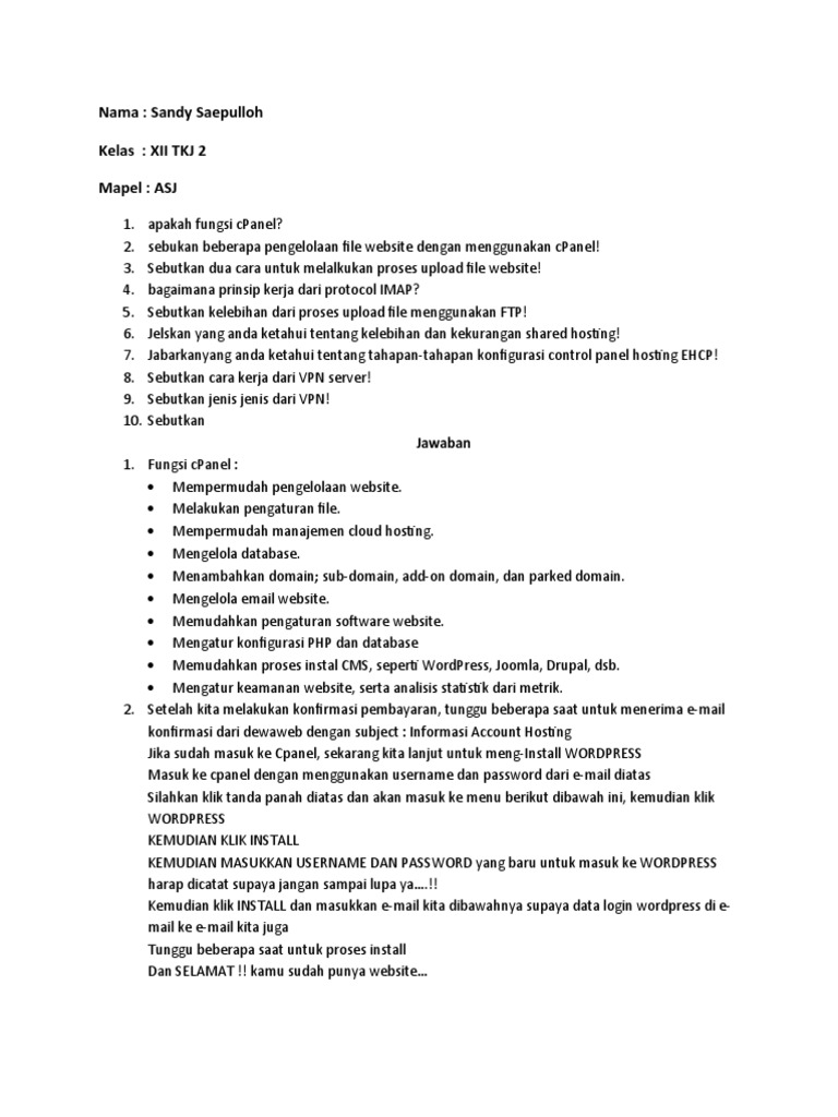 Asj - Xii TKJ2 | PDF