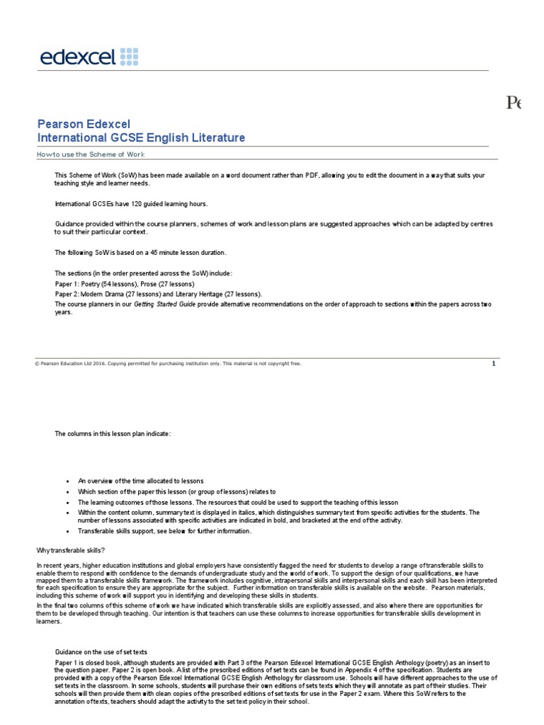 Pearson Edexcel International GCSE English Literature: How To Use The ...
