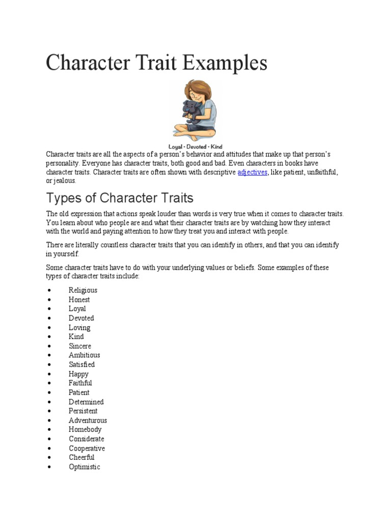 Types Of Character Traits