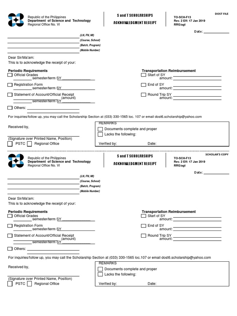 DOST Acknowledgement Form | PDF | Written Communication | Document