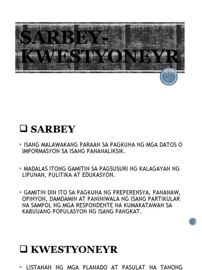 Sarbey Kwestyoneyr | PDF