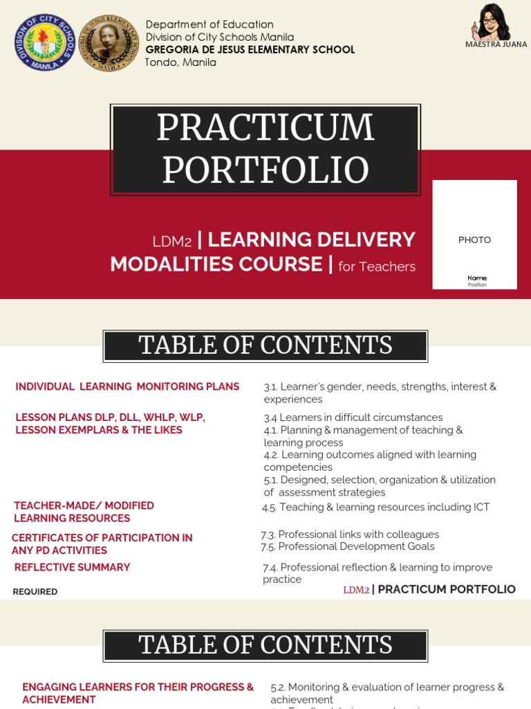 Practicum Portfolio: - Learning Delivery Modalities Course | PDF | Learning | Lesson Plan