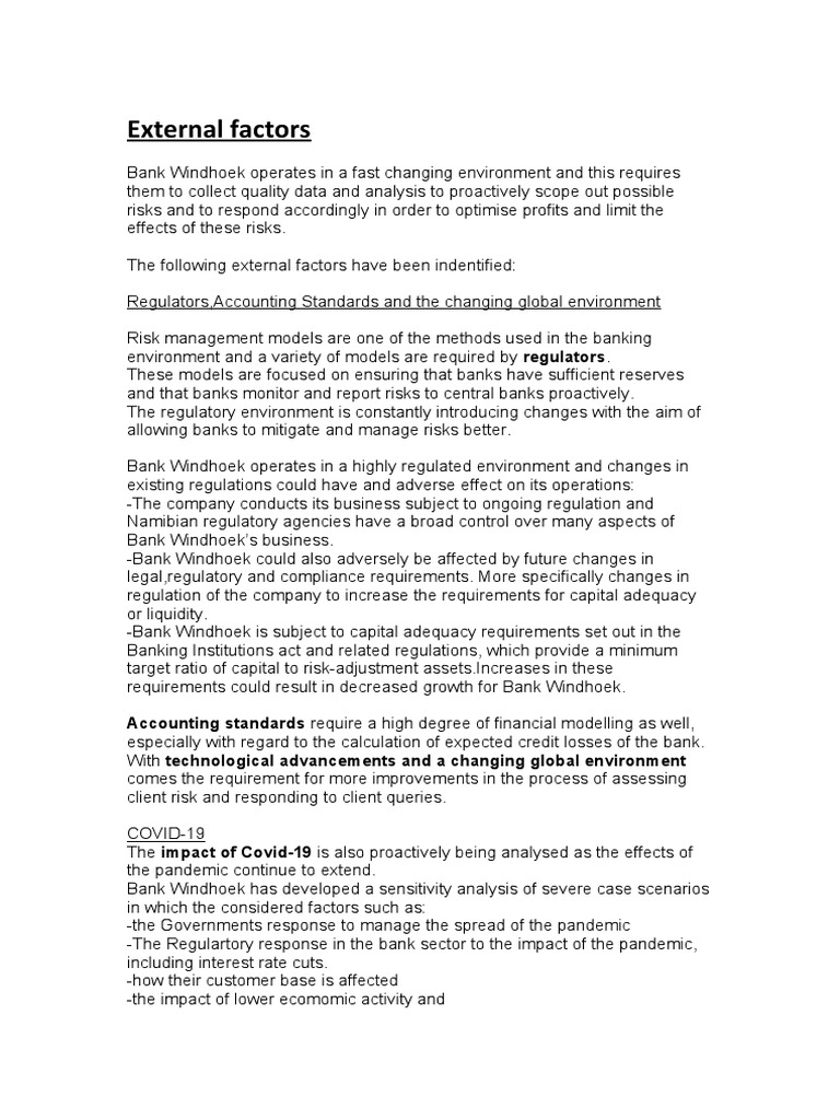 Analysis of External Risk Factors Impacting Bank Windhoek's Operations ...