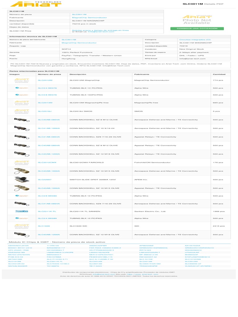 SLC3011M | PDF | Semiconductores | Ciencias de la Computación