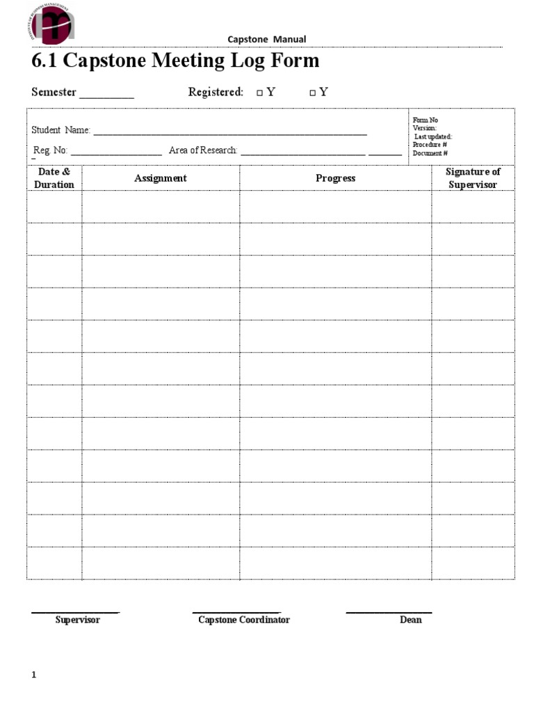 Capstone Meeting Log Form | PDF