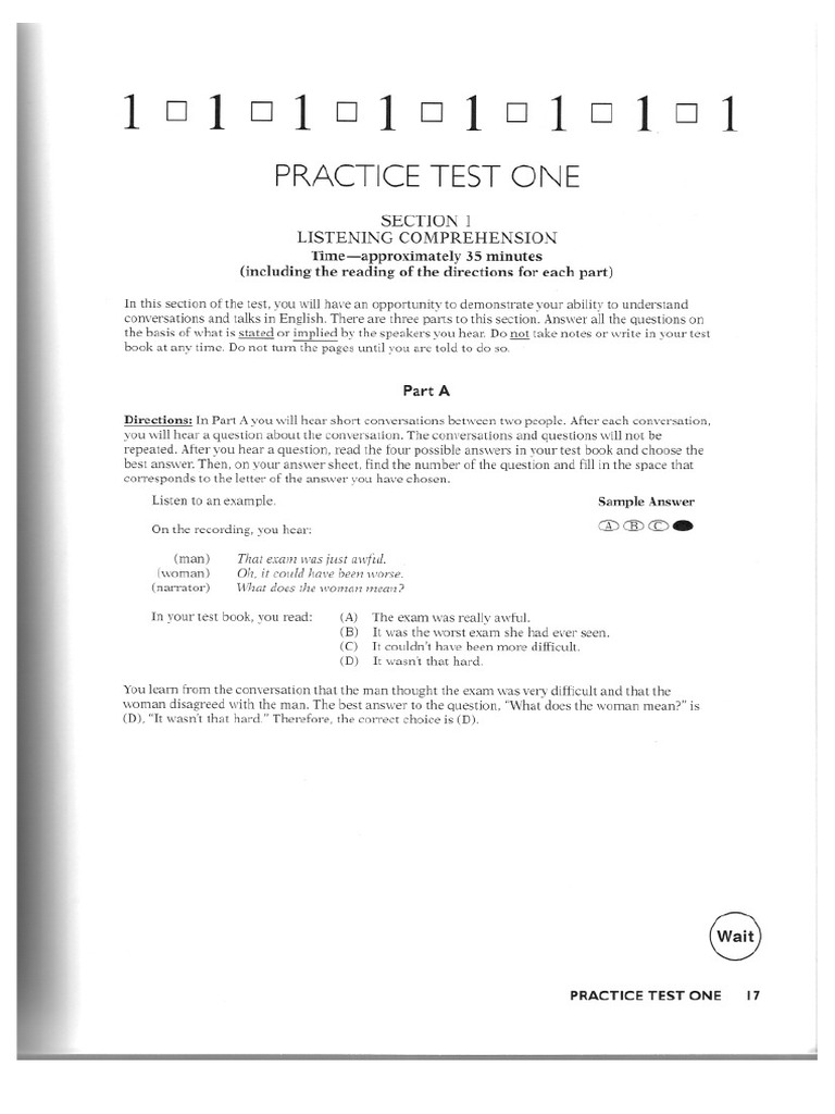 TOEFL Practice Test 1 | PDF