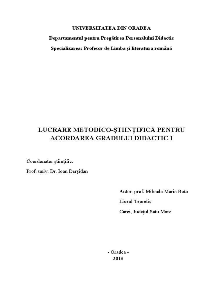Lucrare Gradul I | PDF