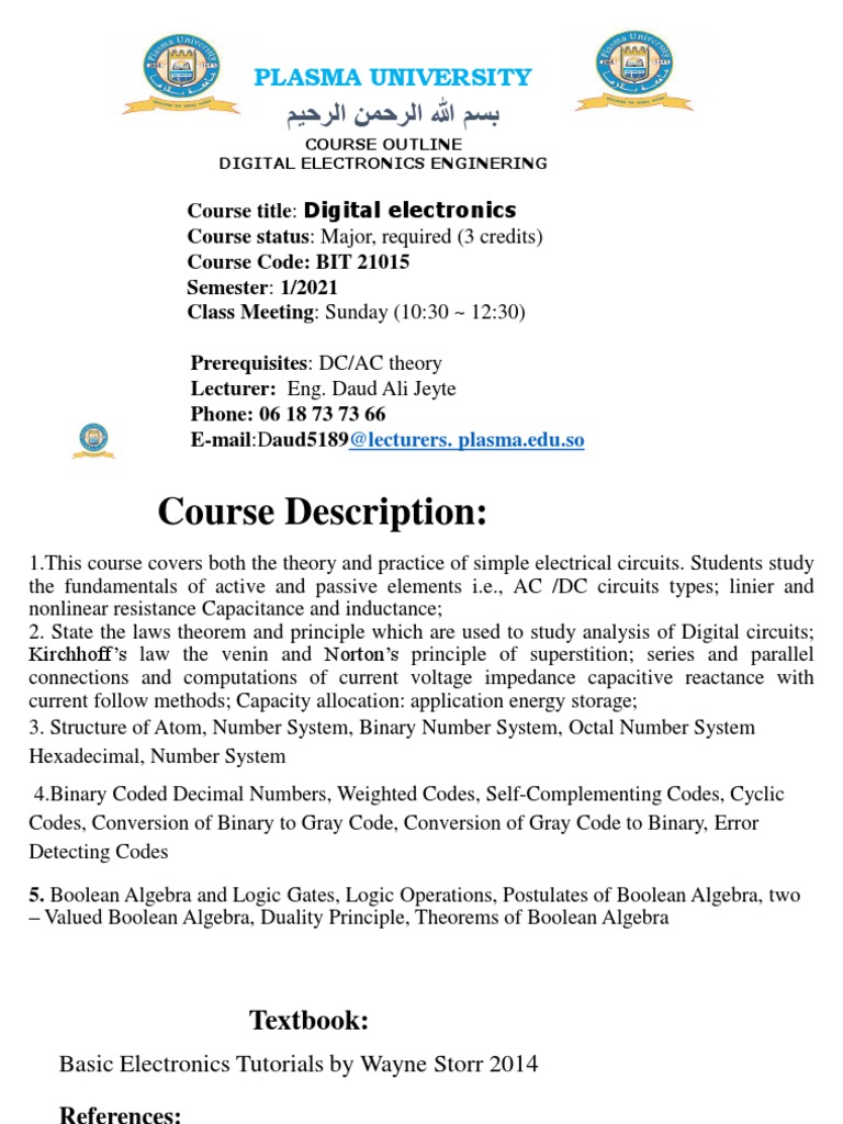 BIT Course Outline | PDF | Electrical Network | Teaching Mathematics