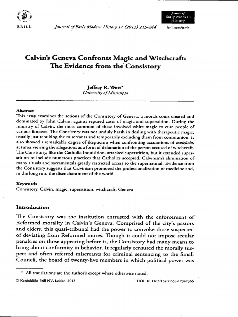 Geofrey R. Watt - Calvin S Geneva Confronts Magic and Witchcraft The ...