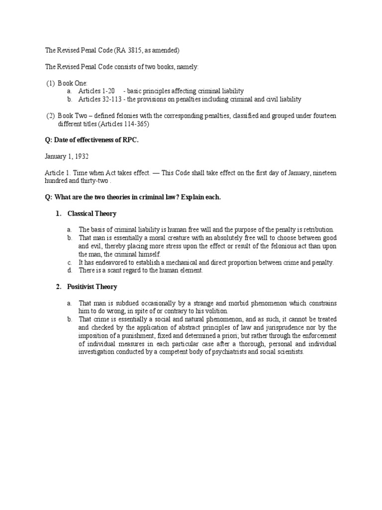 The Revised Penal Code | PDF | Criminal Law | Crime & Violence