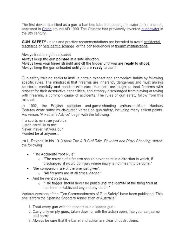 GUN SAFETY - Rules and Practice Recommendations Are Intended To Avoid ...