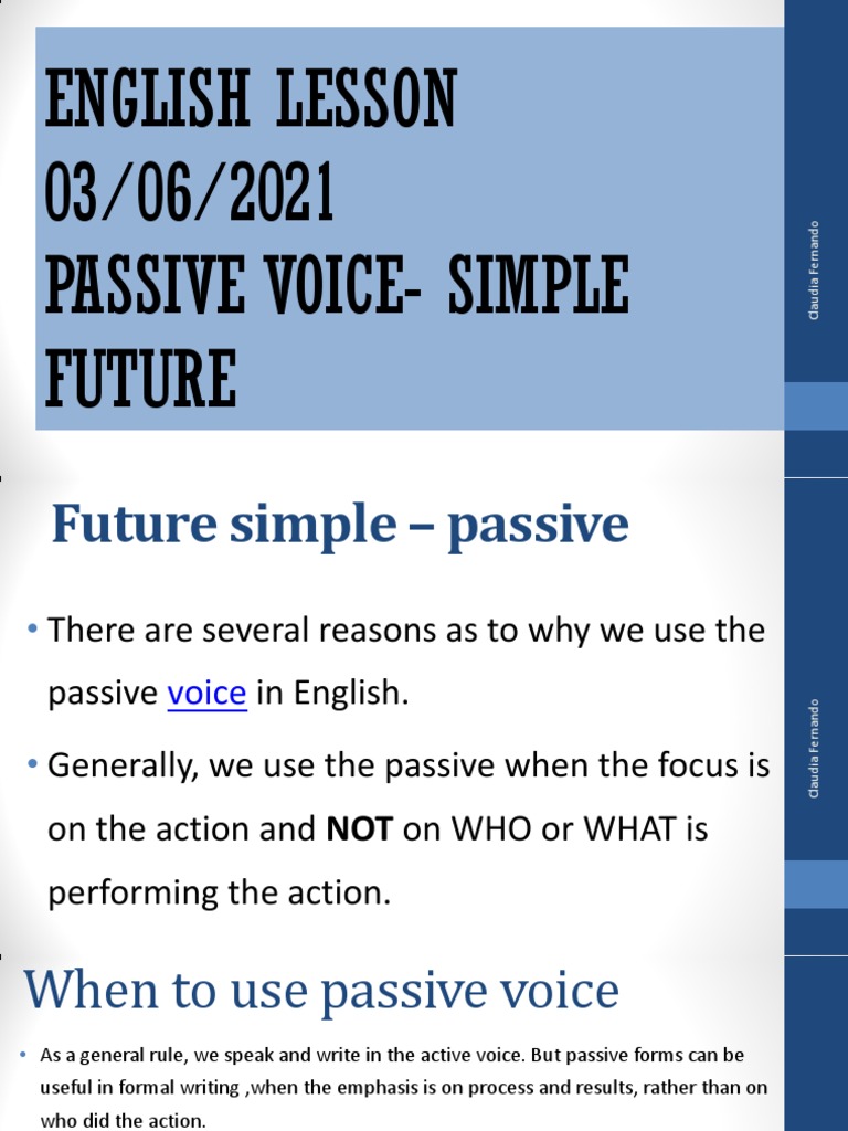 Passive Voice - Simple Future | PDF | Grammar | Linguistics
