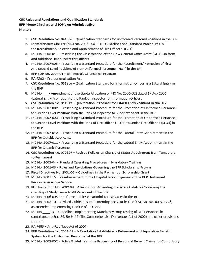 BFP Memo Circulars and SOP | PDF | Justice | Crime & Violence