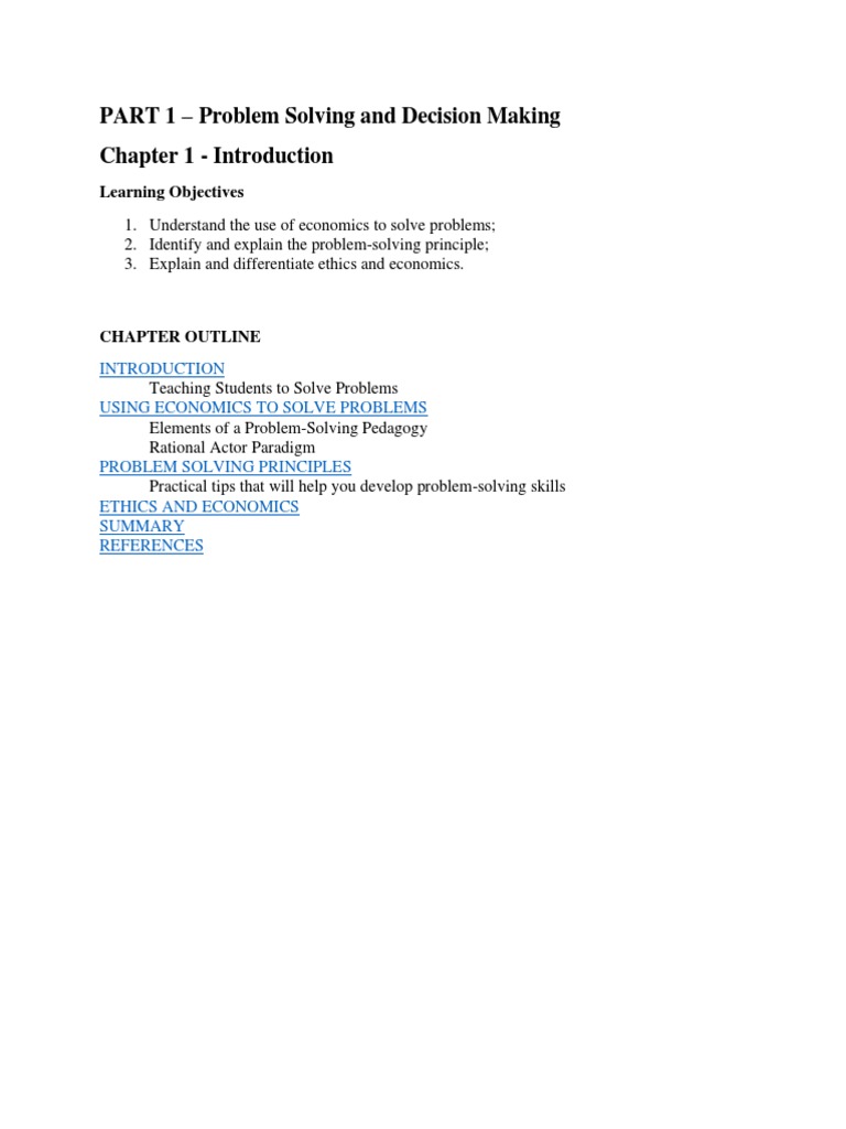 Chap1 - Using Economics To Solve Problems | PDF | Decision Making | Economics