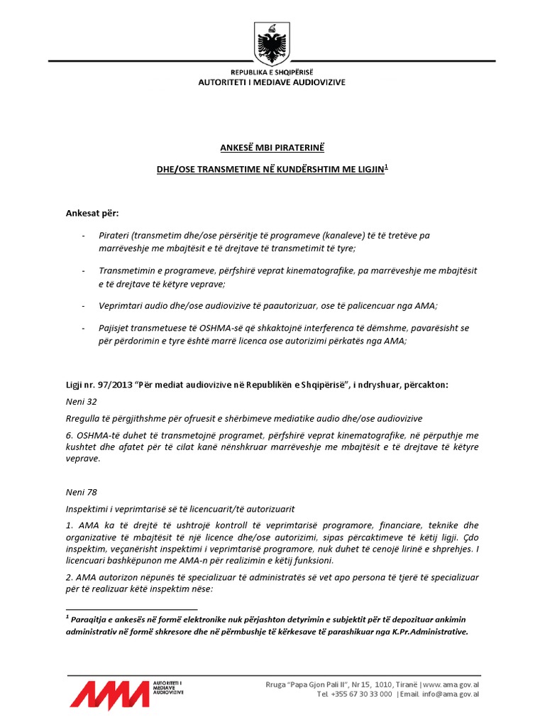 Formular Ankese Per Drejtorine e Mbikeqyrjes | PDF