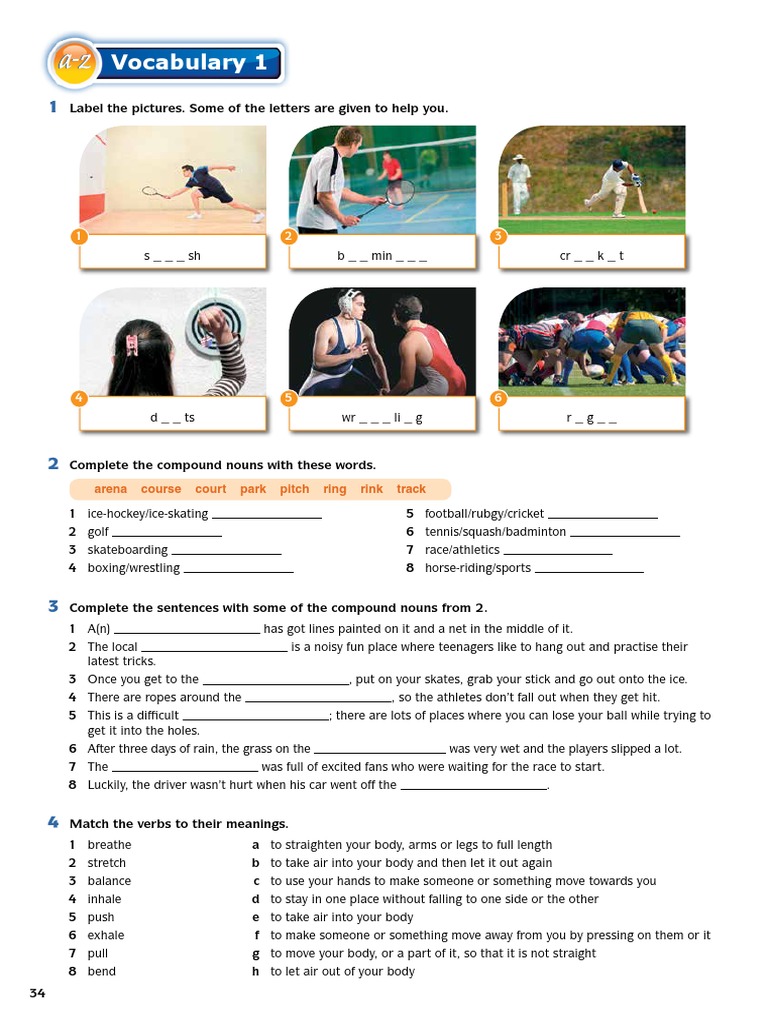 Vocabulary 1: Label The Pictures. Some of The Letters Are Given To Help ...