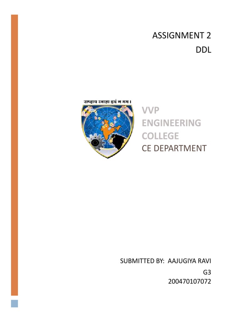 VVP Engineering College: Assignment 2 DDL | PDF | Information ...