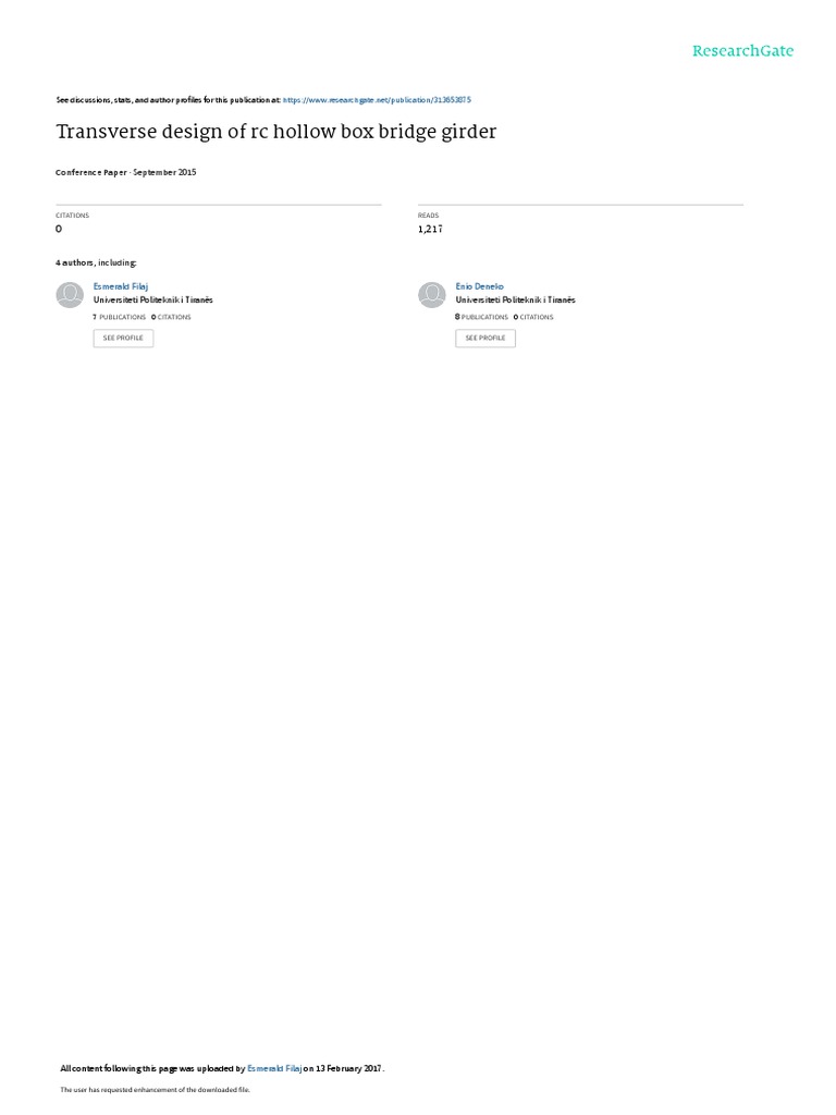 Transverse Design of RC Hollow Box Bridge Girder: September 2015 | PDF ...