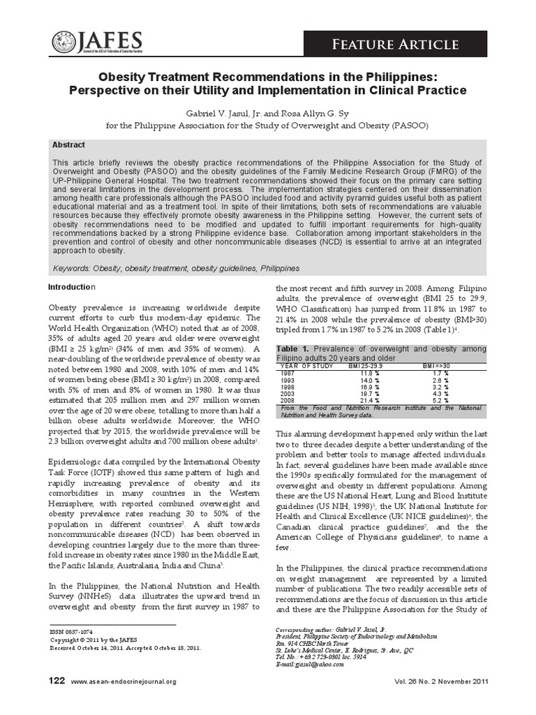 Obesity Treatment Recommendations | PDF | Obesity | Body Mass Index