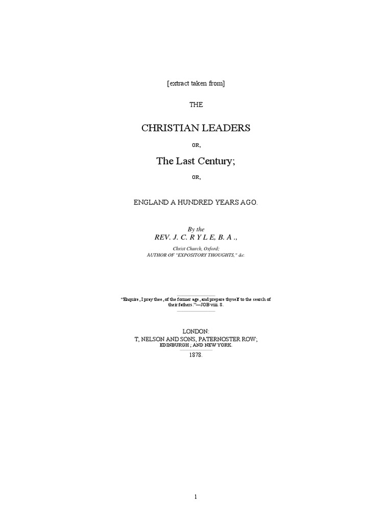 JC Ryle George Whitefield and His Ministry | PDF | Sermon | Religious ...