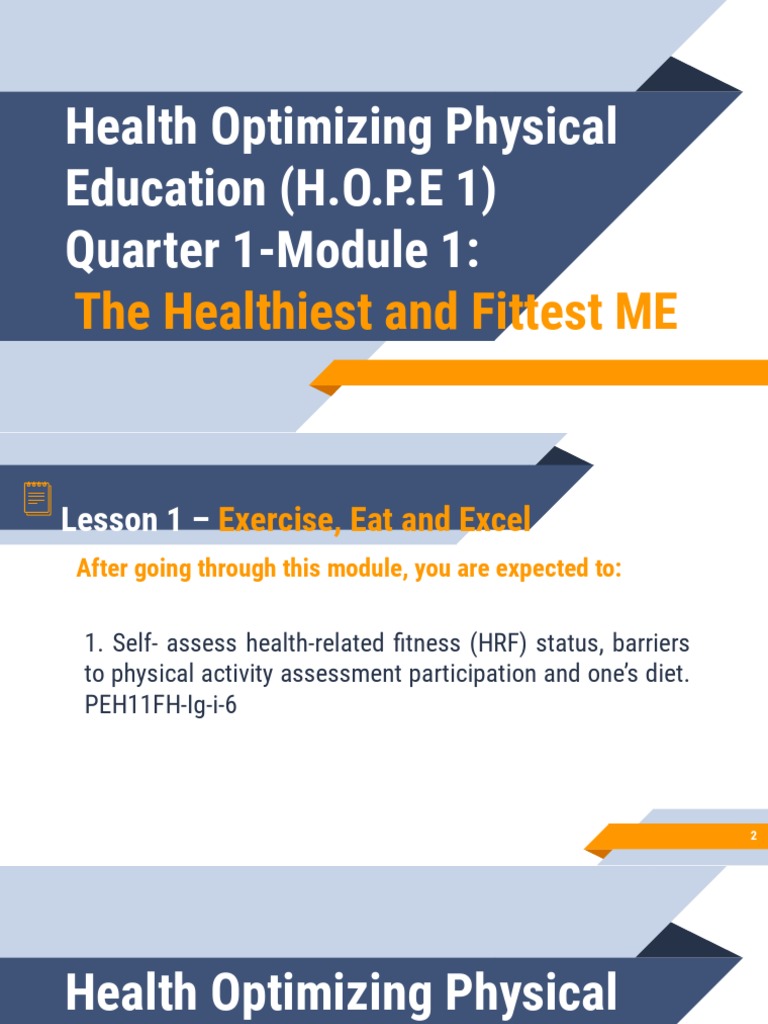 Health Optimizing Physical Education (H.O.P.E 1) Quarter 1-Module 1 | PDF | Physical Fitness ...