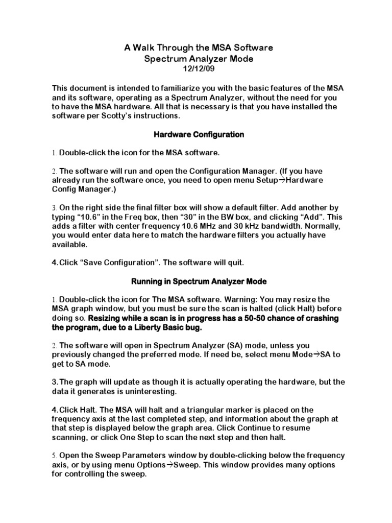 A Walk Through The MSA Software Spectrum Analyzer Mode | PDF ...