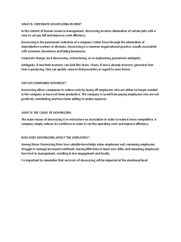 Understanding Corporate Downsizing in HRM | PDF | Layoff | Employment