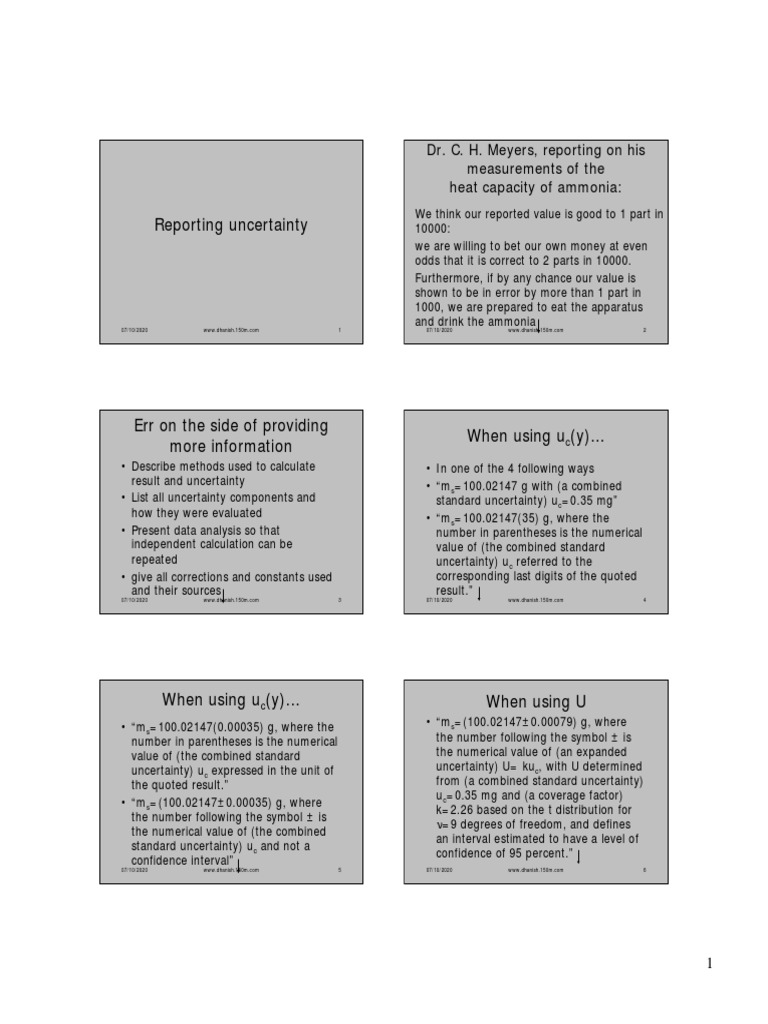 Uncertainty Reporting | PDF | Uncertainty | Correlation And Dependence