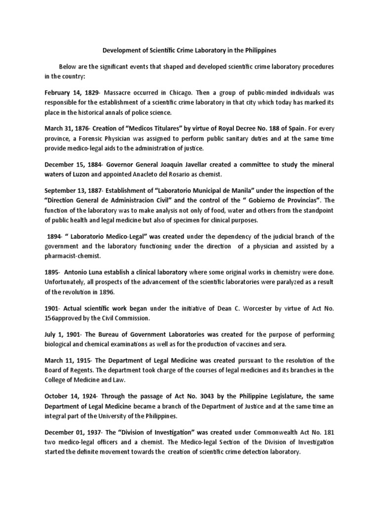 Development of Scientific Crime Laboratry in The Philippines | PDF ...