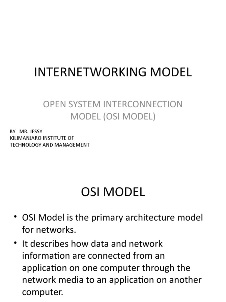 Internetworking Model: Open System Interconnection Model (Osi Model ...