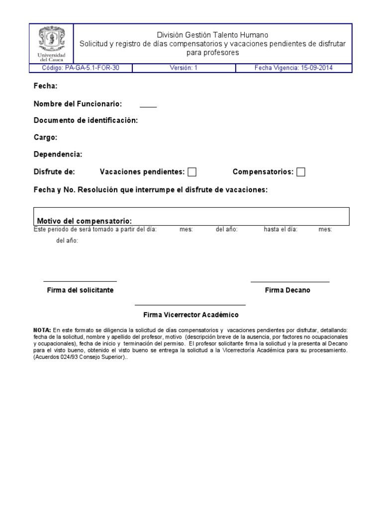 PA-GA-5.1-FOR-30 Solicitud y Registro de Días Compensatorios y ...