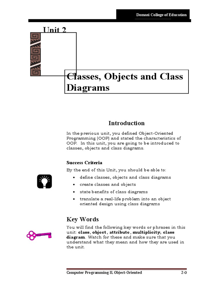 Unit 2 Classes Objects And Class Diagrams Download Free Pdf Class Computer Programming