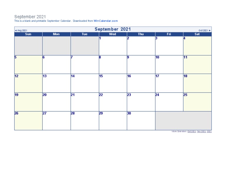 Printable September 2021 Calendar | PDF