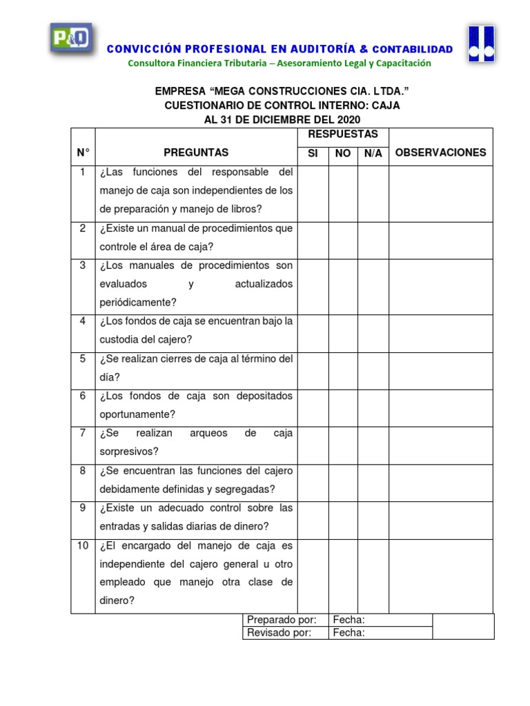 3-Planillas de Control Interno-Casos Prácticos | PDF | Auditoría ...
