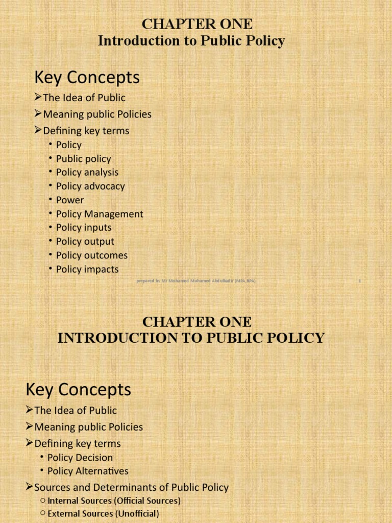 Key Concepts: Chapter One Introduction To Public Policy | PDF | Policy ...
