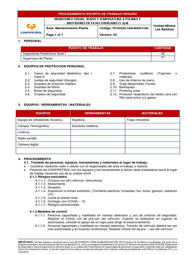 Pe102282z-O&m-Mdd8-P-002 Monitoreo Visual, Ruido y Temp. A Polines y ...