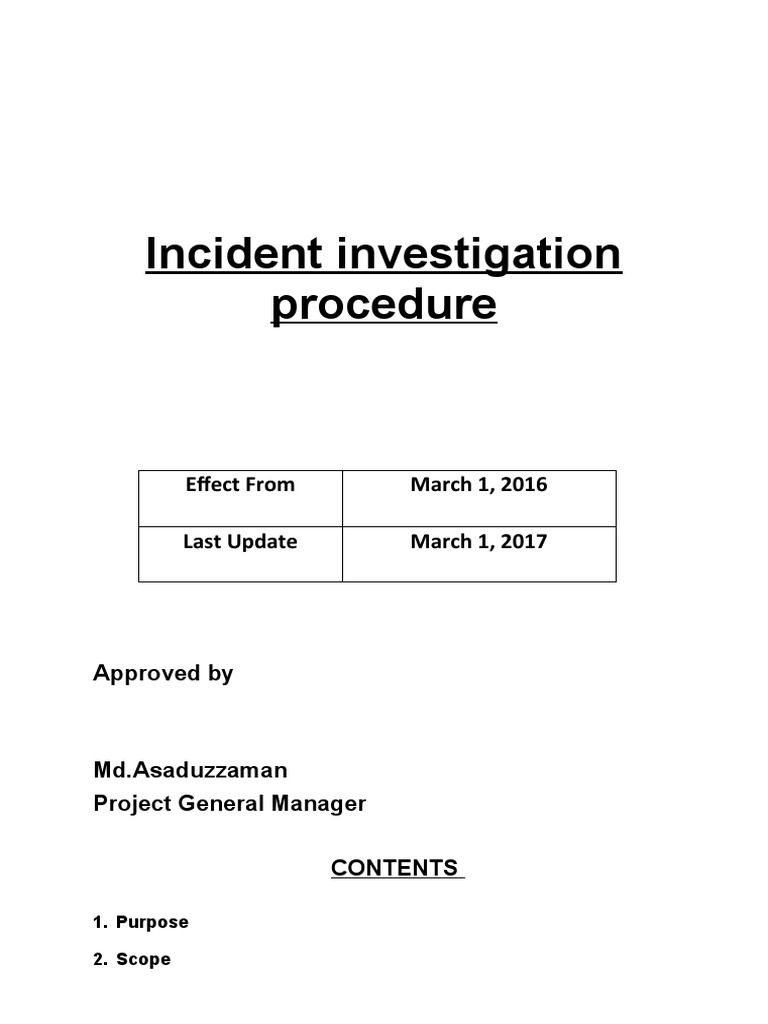 Incident Investigation Procedure: Effect From March 1, 2016 Last Update ...