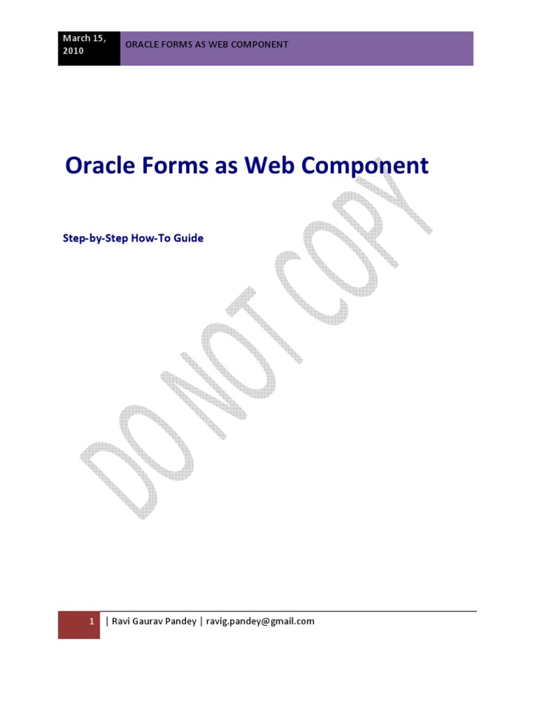 Forms As Web Components Step by Step | PDF | Oracle Database | Java ...