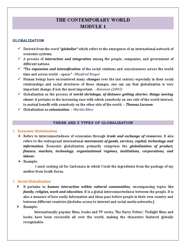 Globalization in the Contemporary World | PDF | Globalization | Market ...