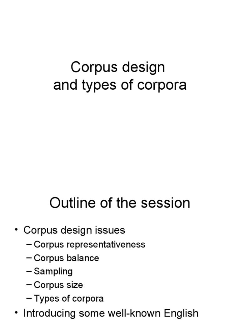 Corpus Design and Types of Corpora | PDF | Sampling (Statistics ...