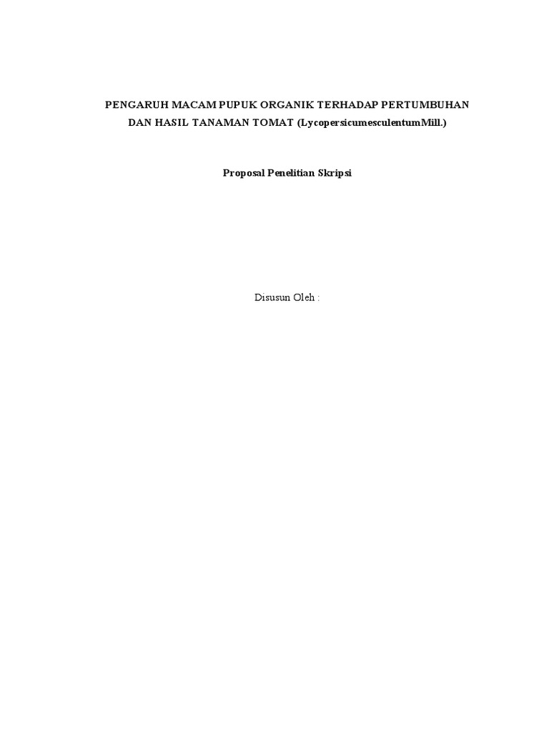 Pengaruh Macam Pupuk Organik Terhadap Pertumbuhan Dan Hasil Tanaman Tomat | PDF | Griya & Taman ...