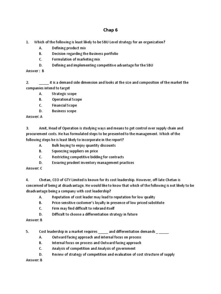 Strategic MGMT MCQs - End Term | PDF | Strategic Management | Marketing