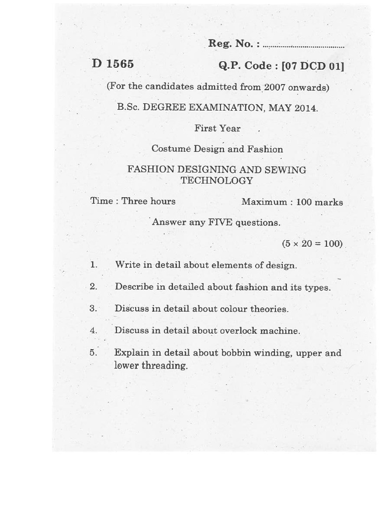 Bharathiar-University-BSC-Costume-Design-Model-Question-Paper-May-2014 ...