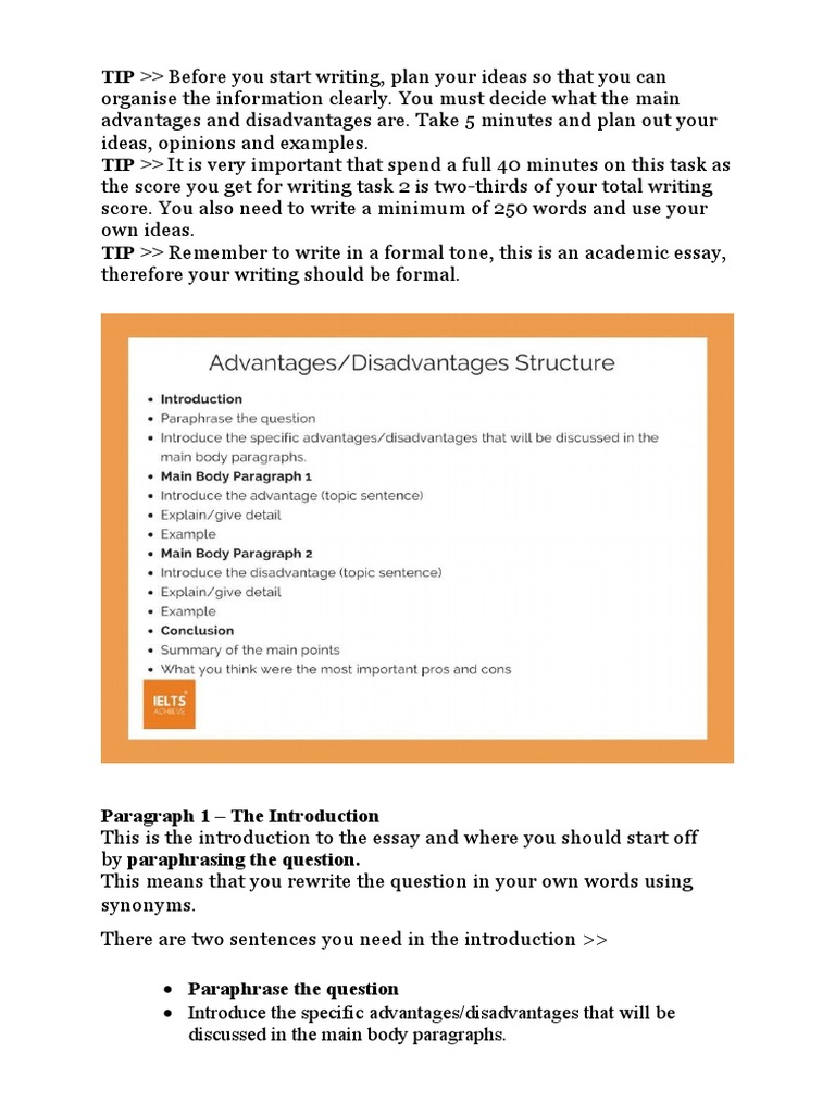 How to Structure an Effective Advantages and Disadvantages Essay | PDF ...