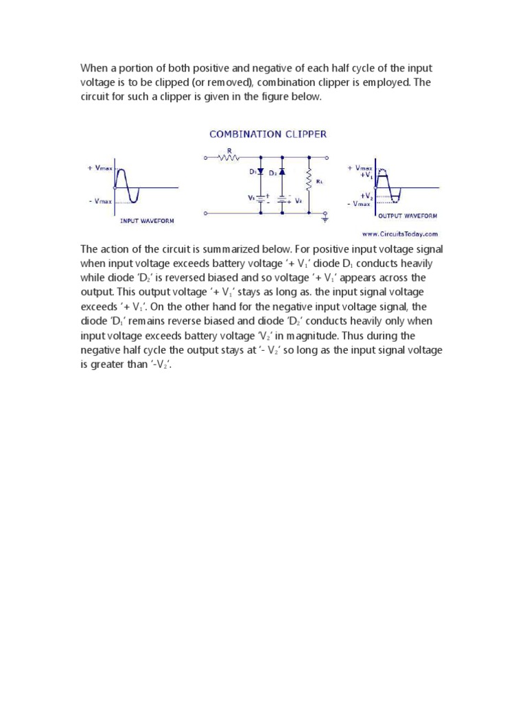1.a With A Circuit Diagram Describe The Working A Combination Clipper | PDF